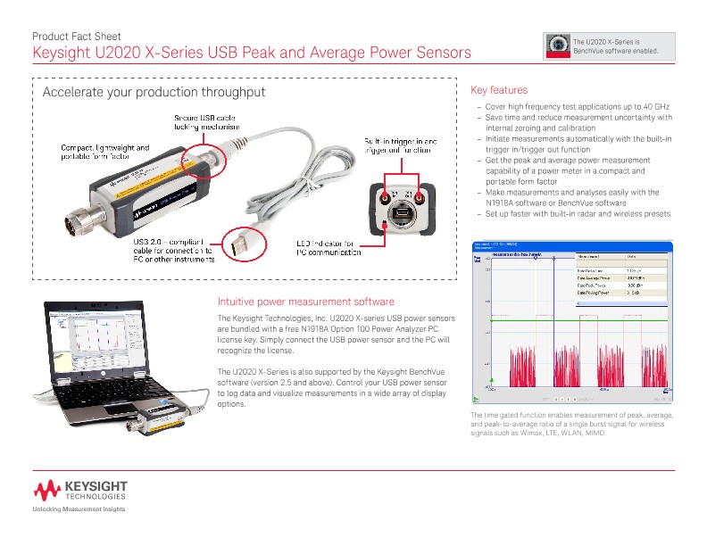 U2020 X-series USB Peak and Average Power Sensors PDF Asset Page | Keysight